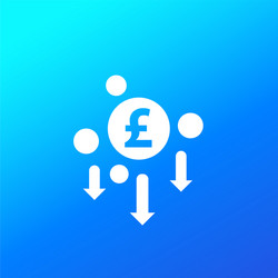 Reduce costs icon with british pound Royalty Free Vector