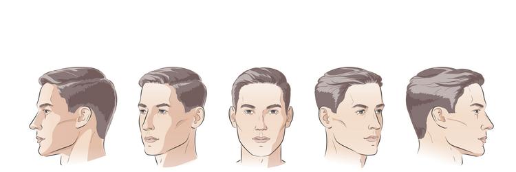 Man face portrait three different angles and turns