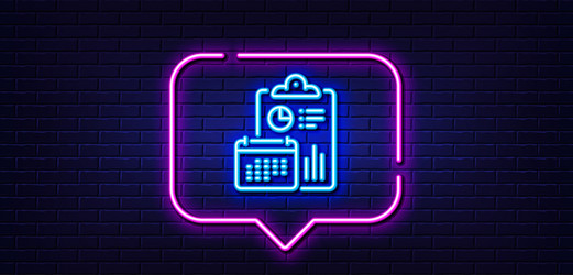 Calendar line icon annual planner sign neon Vector Image