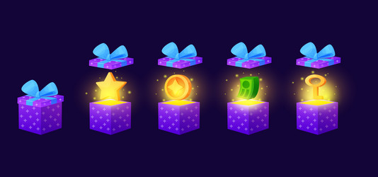 Gift box game ui assets - cartoon Royalty Free Vector Image