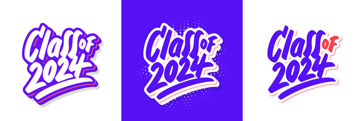 Class of 2024 handwritten lettering Royalty Free Vector