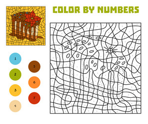 Color by number education game cake Royalty Free Vector
