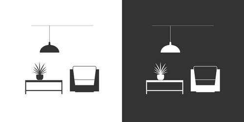 Furniture interior flat icon black and white Vector Image Furniture interior flat icon black and white Vector Image
