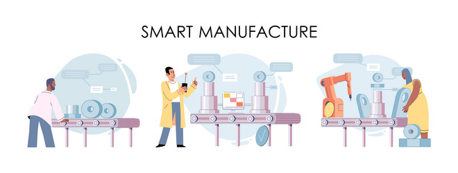 Manufacturing process automated production line Vector Image