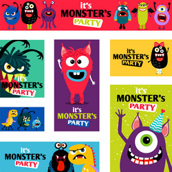 Monsters horizontal banners Royalty Free Vector Image