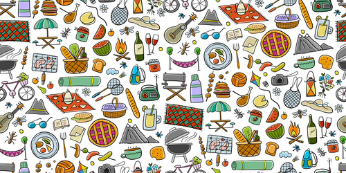 Picnic day seamless pattern for your design Vector Image