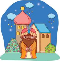 Wise man king cartoon Royalty Free Vector Image