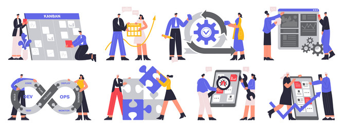 Agile software development team devops kanban Vector Image