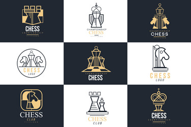 Chess championship logo design element Royalty Free Vector