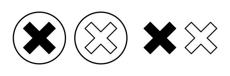 Close icon delete icon remove cancel exit symbol Vector Image