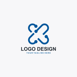 Cross x logo design letter outline Royalty Free Vector Image