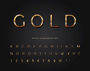 Golden glossy font on black Royalty Free Vector Image