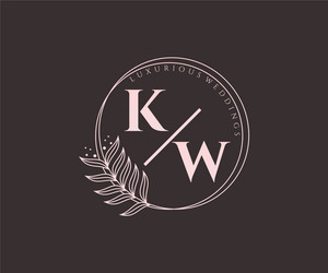 Kw initials letter wedding monogram logos Vector Image