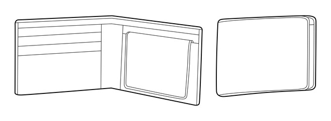 Writing case wallet close and open view options Vector Image