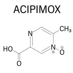 Acipimox molecule skeletal formula Royalty Free Vector Image