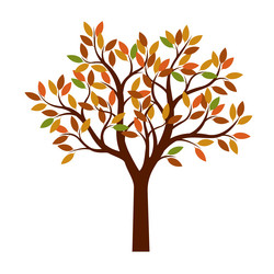 Autumn stylized tree with falling leaves Vector Image