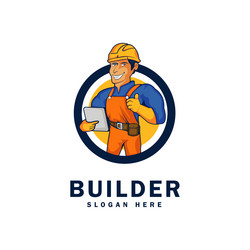 Contractor mascot logo design construction worker Vector Image