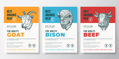Organic meat abstract packaging design Royalty Free Vector