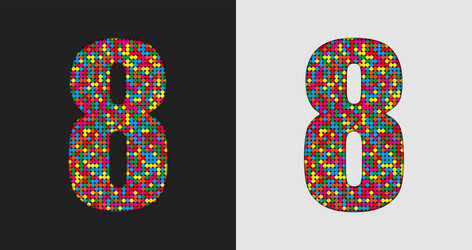 Bubble number - 0 glitter figure of colored dots Vector Image