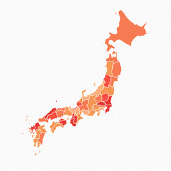 Detailed map of japan with states and cities Vector Image