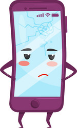 Humanized mobile phone with sad face smartphone Vector Image