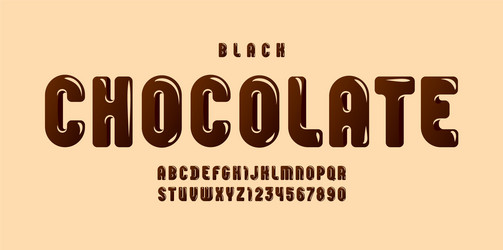 Chocolate font alphabet in cartoon style Vector Image