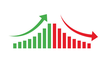 Graph going up and down sign with green red Vector Image