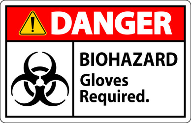 Biohazard caution label gloves required Royalty Free Vector