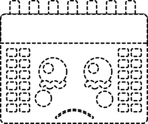 Calendar event cute cry kawaii cartoon Royalty Free Vector