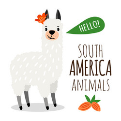 Two cute alpacas with lettering isolated Vector Image