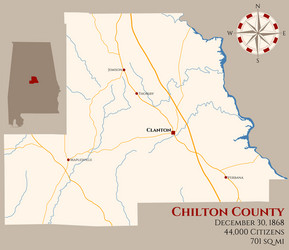 Detailed infographic and map of chilton county Vector Image