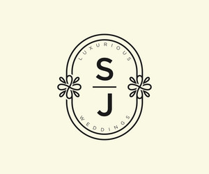 Sj initials letter wedding monogram logos Vector Image