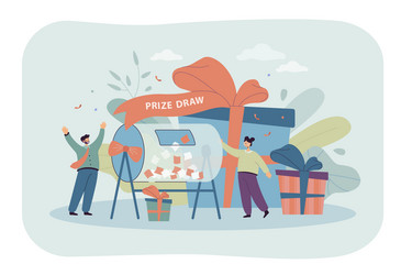 Cartoon happy people winning on prize draw Vector Image