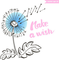 Make a wish card with dandelion fluff Royalty Free Vector