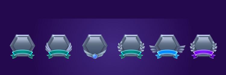 Cartoon set of game badges different rank Vector Image
