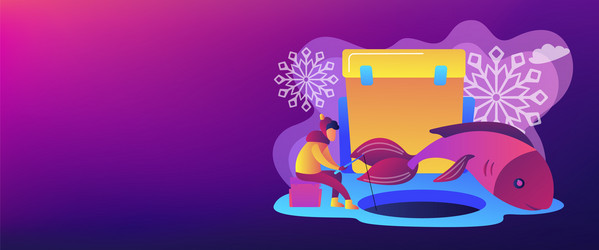 Ice fishing concept banner header Royalty Free Vector Image