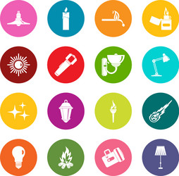 Light source symbols icons set grey Royalty Free Vector