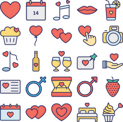 Love and romance icons set which can easil Vector Image