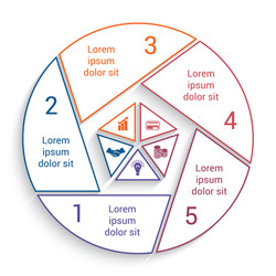 Diagram 5 cyclic processes step by colorful Vector Image