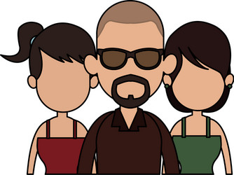 Three people cartoon icon imag Royalty Free Vector Image