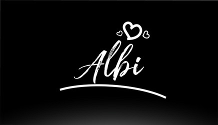 Albi city hand written text with red heart logo Vector Image