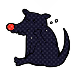 Comic cartoon dog scratching Royalty Free Vector Image