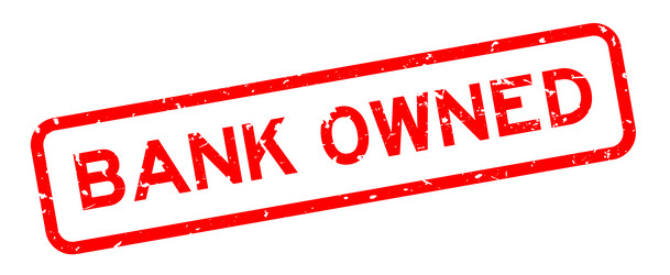 Grunge red bank owned word with star icon round Vector Image