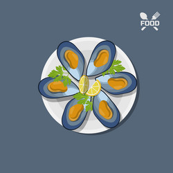 Mussel mollusk cartoon Royalty Free Vector Image