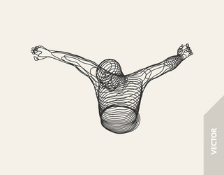 3d model of man wire connection to virtual reality