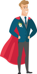 Firefighter wearing a red superhero cloak Vector Image