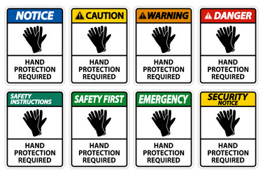 Security notice hand protection required sign Vector Image