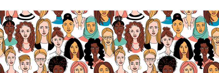 Kids diversity head portraits line drawing doodle Vector Image