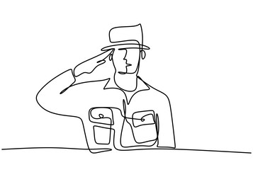 Continuous line drawing of uniformed police Vector Image