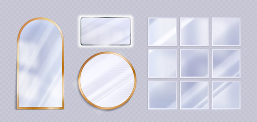 Realistic mirrors empty oval and square Royalty Free Vector